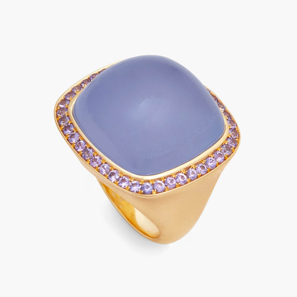 Magic Wish 18ct Yellow Gold, Purple Sapphire & Blue Chalcedony Ring ...